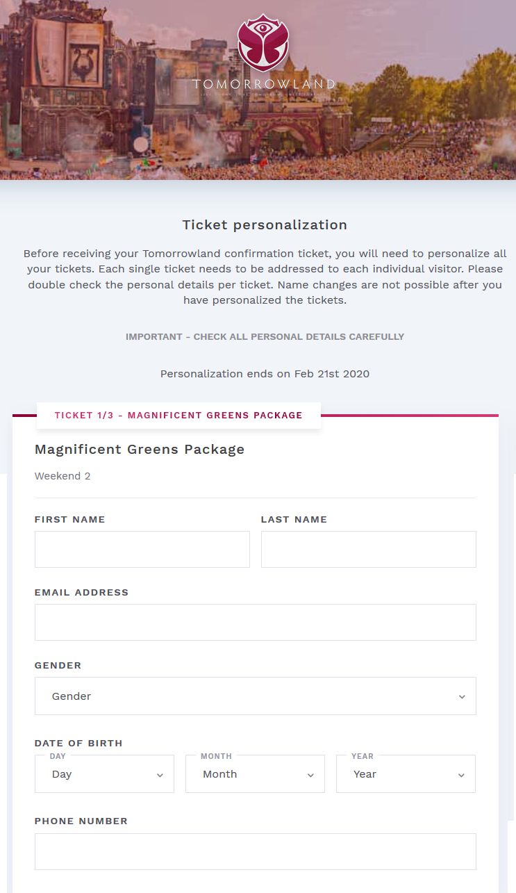 Personalize my tickets : r/Tomorrowland